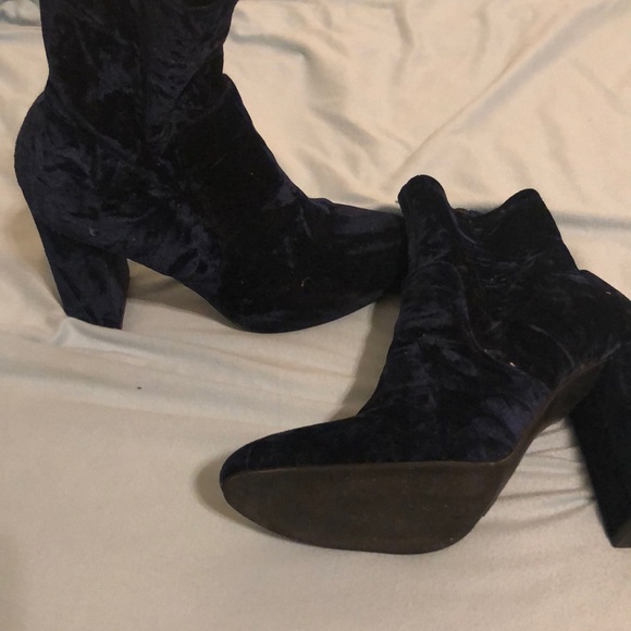 Shoes | Royal Blue Chunky Heel Boots | Poshmark